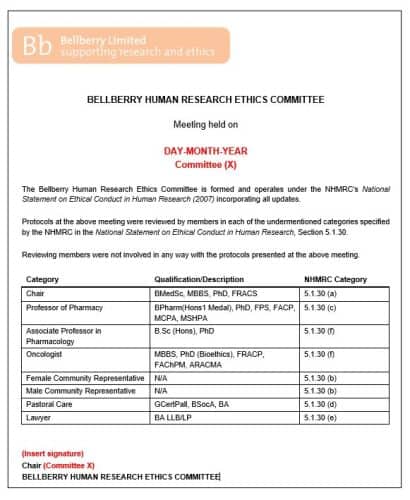 Bellberry Quality Update: HREC membership lists - Bellberry Limited